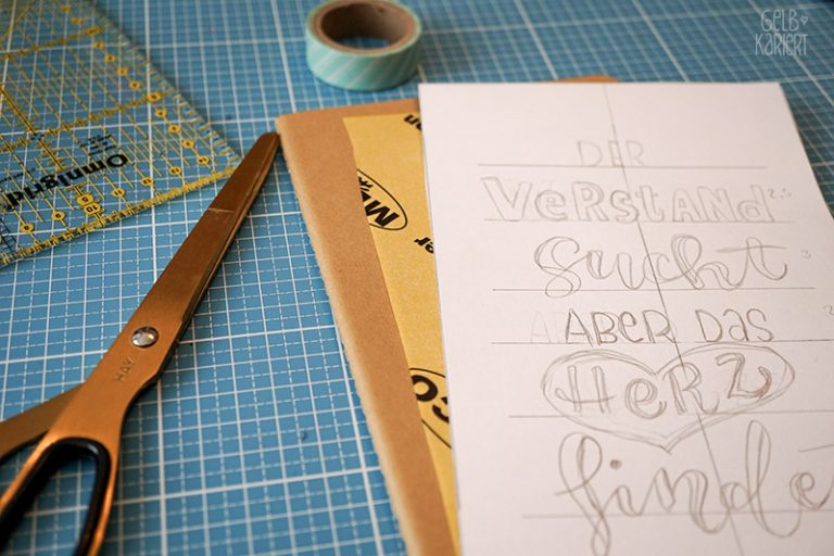 DIY: Notizheft mit Lettering | Gelbkariert